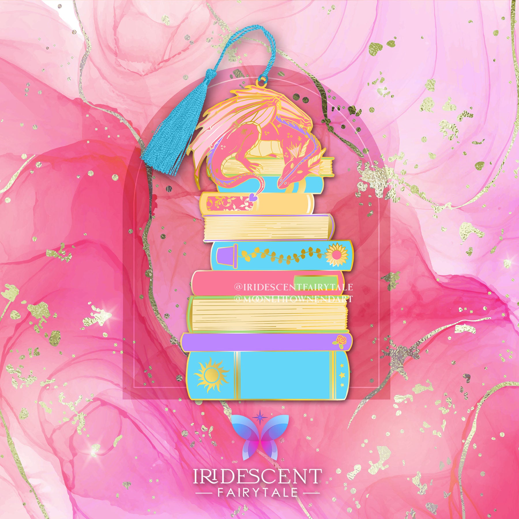 LIMITED EDITION PIN: Tairn Reading Hard Enamel Pin – Iridescent Fairytale
